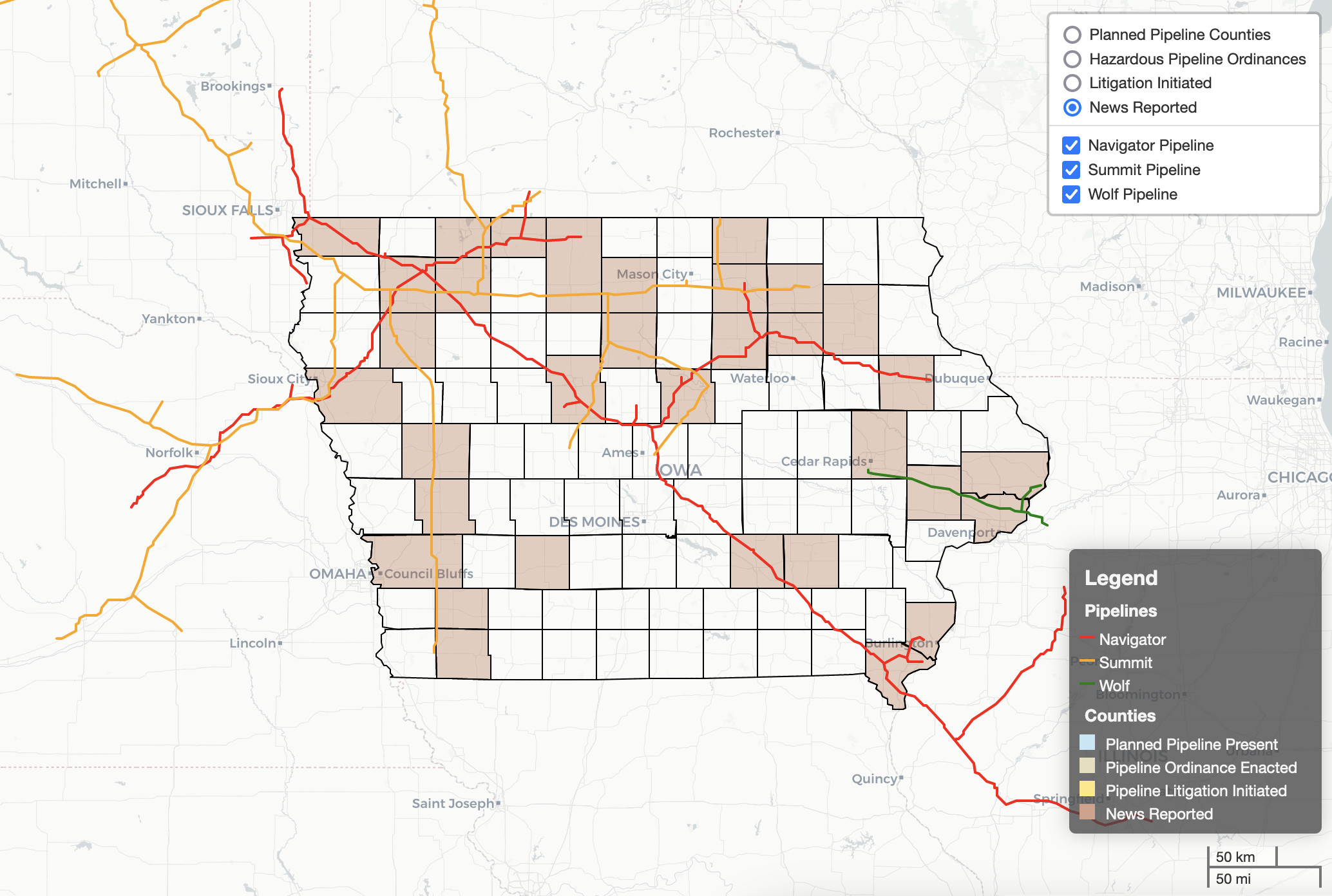 HELI publishes Iowa Carbon Pipelines Digital Map | Hubbell Environmental Law Initiative ...
